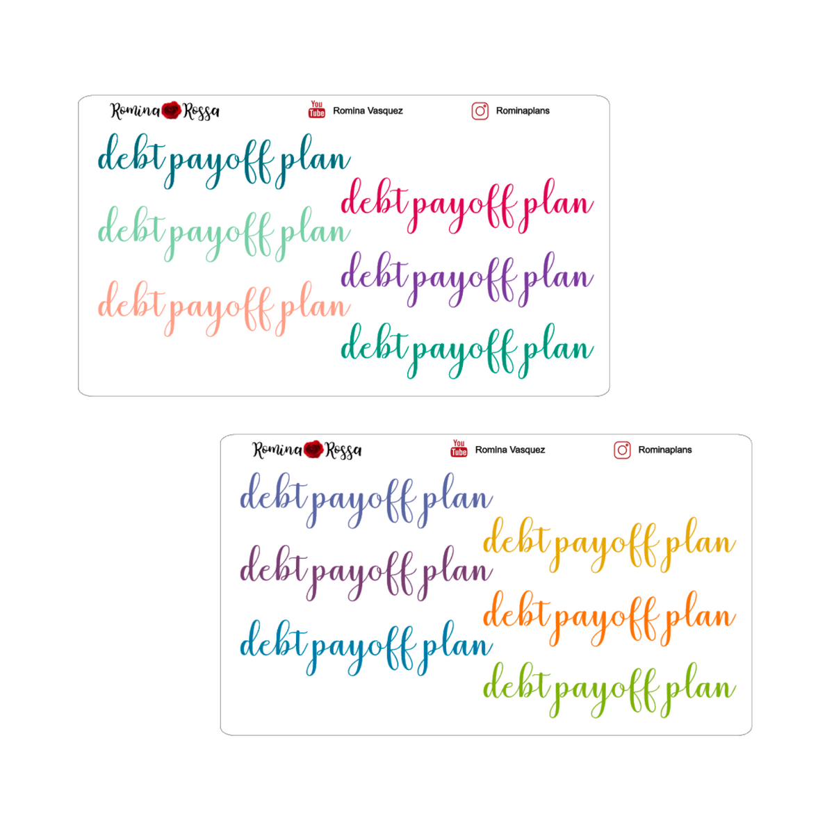 Debt Payoff Plan Script Stickers - Colorful & Black – Romina Rossa